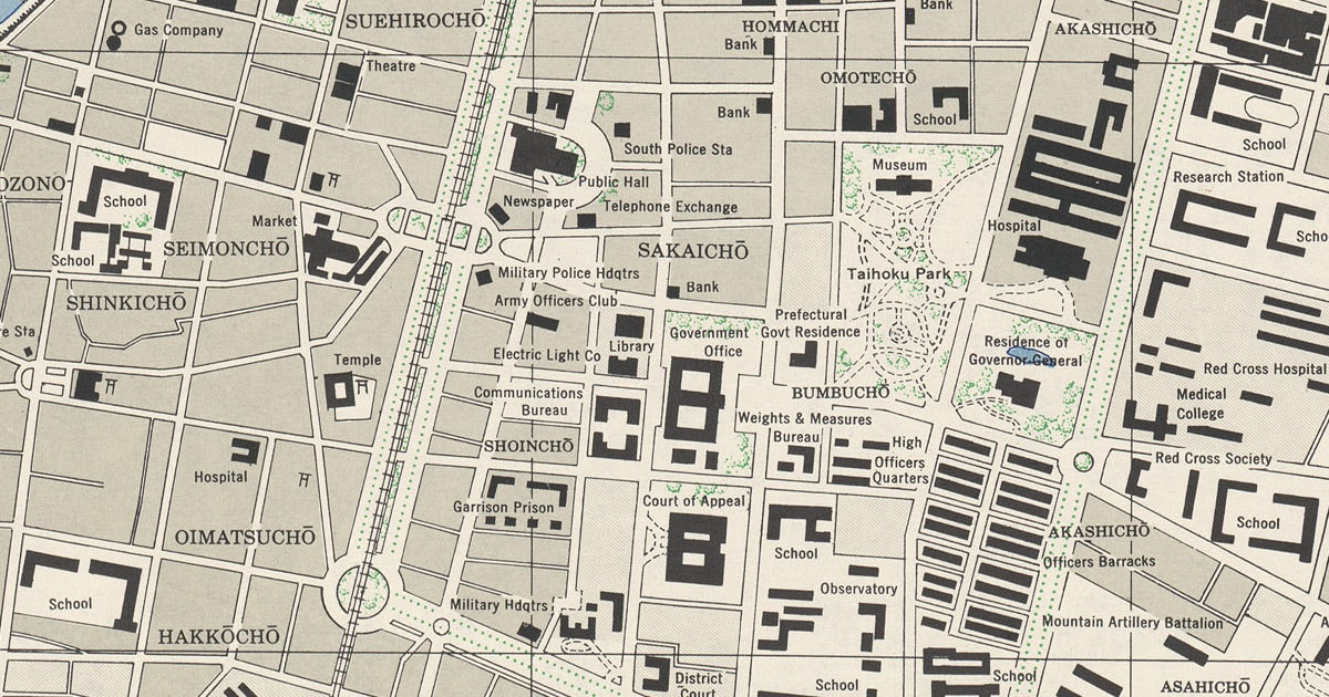 Taiwanese City Maps in WWII and now